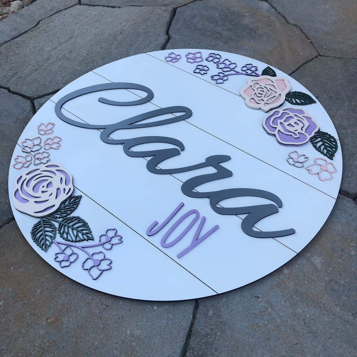 Shiplap Style Floral Name Board – Alight Custom